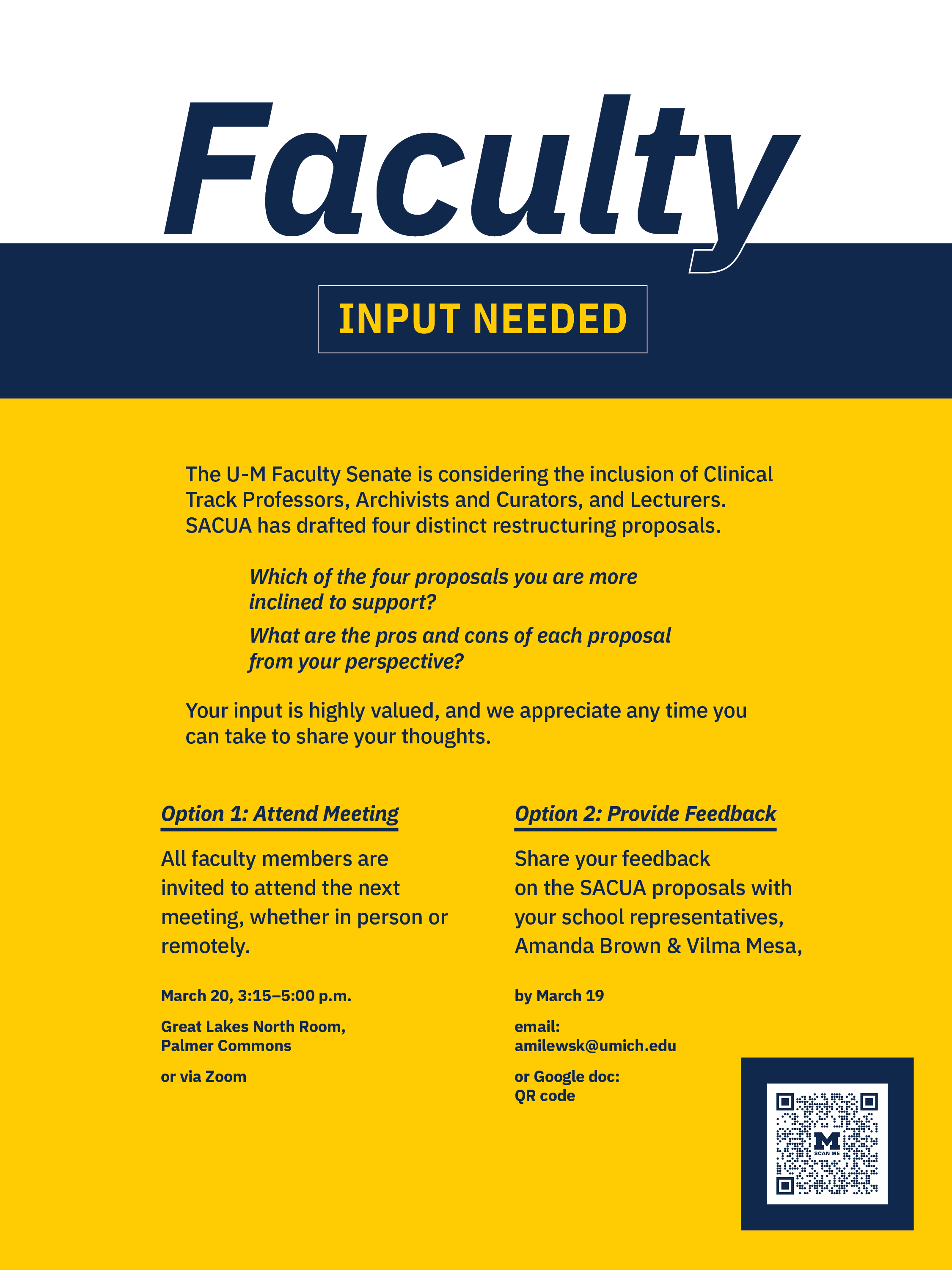 Faculty Input needed 3/20 | University of Michigan Marsal Family School ...